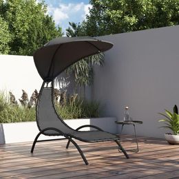 Sonnenliege,Liegestuhl mit Dach Dunkelgrau 167x80x195 cm Stoff & Stahl vidaXL