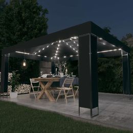 Pavillon Familienzelt mit LED-Lichterkette Anthrazit 3x4 m vidaXL