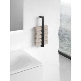 KEUCO Handtuchhalter edition 11 Black Selection aus Metall, schwarz-matt, einarmig, vertikal, 49,3cm hoch, für Badezimmer und Gäste-Toilette, Wandmontage,