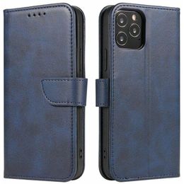 Premium Magnet Case Buch Tasche Schutzhülle aufklappbare Hülle Standfunktion Zubehör kompatibel mit Samsung Galaxy S22 Plus (SM-906B) Blau - Schwarz