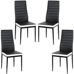 Esszimmerstühle 4er Set, Barstuhl Küchenhocker Kunstleder schwarz+weiß - WYCTIN