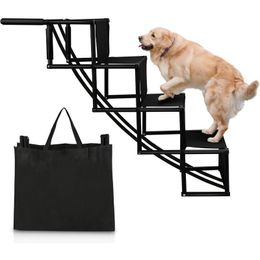 VINGO - Klappbare Treppen für Hunde Faltbare Hundetreppe Rutschfeste Katzentreppe Autos LKWs Tragebare Haustiertreppe - Schwarz