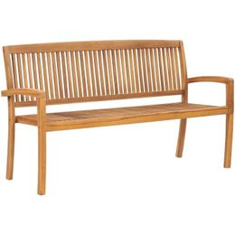 Stapelbare 3-Sitzer Gartenbank 159 cm Massivholz Teak vidaXL