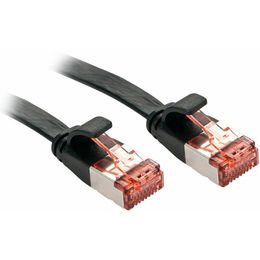 Patch-Kabel - RJ-45 (m) bis RJ-45 (m) - 10,0m - u/ftp - cat 6 - ohne Haken, flach - Schwarz (47575) (47575) - Lindy