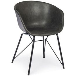 Iperbriko - Warhol Vintage-Stuhl aus anthrazitfarbenem Öko-Leder
