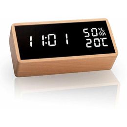 Led Wecker Digitaler Wecker, Tischuhr mit Sprachsteuerung, Datum, Temperatur und Luftfeuchtigkeit, für Zuhause, Schlafzimmer, Kinderzimmer und Büro