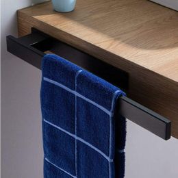 Schwarzer selbstklebender Handtuchhalter, Handtuchhalter ohne Bohren, Badetuchhalter für Bad und Küche, 39 cm