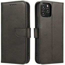 Premium Magnet Case Buch Tasche Schutzhülle aufklappbare Hülle Standfunktion Zubehör kompatibel mit Samsung Galaxy A04s Schwarz - Schwarz