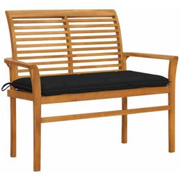 Bonnevie - Gartenbank Ruhebank mit Schwarzer Auflage 112 cm Massivholz Teak vidaXL