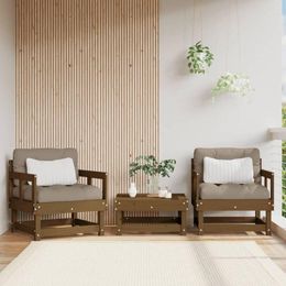MAISONCHIC - 2 Stk.Gartenstühle mit Kissen,Relax-Sessel,Gartenmöbel Honigbraun Massivholz Kiefer -72095
