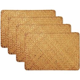 4er Set, Rechteckige Tischsets aus Natürliche Seegras, 45 x 30 cm, Rattan Gewebte Platzsets für den Esstisch - Rhafayre