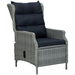 Relax-Sessel,Verstellbarer Gartensessel mit Auflagen Poly Rattan Hellgrau -DE91859 - Grau