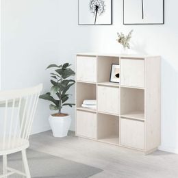 Sideboard Highboard für Wohnzimmer - Schrank Kommode Anrichte Weiß 110,5x35x117 cm Massivholz Kiefer -FV62375