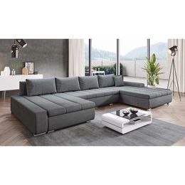 Xxl Sofa elisabetta Couch Schlafsofa u mit Schlaffunktion BT95 Grau - Furnix