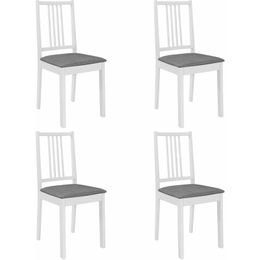 MAISONCHIC - Küchenstühle moderne,Esszimmerstuhl, Essstühle mit Polstern 4 Stk. Weiß Massivholz -22581 - Weiß