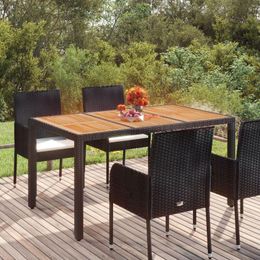 Gartentisch,Terrassentisch,Gartenmöbel mit Holzplatte Schwarz 150x90x75 cm Poly Rattan VMEC543634 MAISONCHIC
