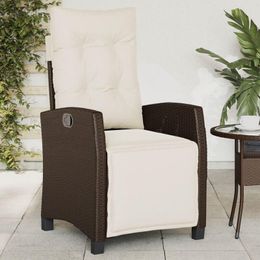 Gartensessel mit Fußteil Verstellbar Braun Poly Rattan Vidaxl Braun