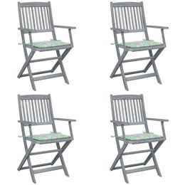 MAISONCHIC Klappbare 4 Stk.Gartenstühle Relax-Sessel,Gartenmöbel mit Kissen Massivholz Akazie -80631