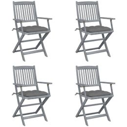 MAISONCHIC Klappbare 4 Stk.Gartenstühle Relax-Sessel,Gartenmöbel mit Kissen Massivholz Akazie -61572