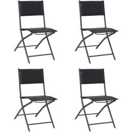 MAISONCHIC - 4 Stk.Klappbare Gartenstühle,Gartensessel Stahl und Textilene -30935 - Schwarz