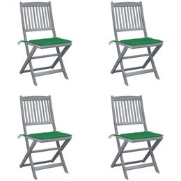 MAISONCHIC - Klappbare 4 Stk.Gartenstühle Relax-Sessel,Gartenmöbel mit Kissen Massivholz Akazie -11743 - Grün