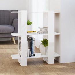 Bücherregal/Raumteiler, Standregal, Aufbewahrungsregal, Bücherschrank für Wohnzimmer Hochglanz-Weiß 80x30x87 cm OQN57684 MAISONCHIC
