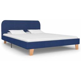 Bettgestell, Doppelbett, Schlafzimmerbett Blau Stoff 140x200 cm LLLA993476 MAISONCHIC