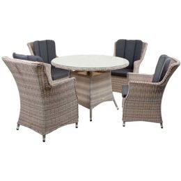Harms 4tlg Lounge Set Garten Sitzgruppe Tisch Stuhl Rattan Optik Veranda Balkon