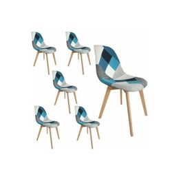SAN MARCO Serena mehrfarbig Patchwork Esszimmerstühle mit Buche Beine 6 Stühle