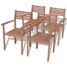 4 Stk. Stapelbare Gartenstühle Stapelstuhl Terrasse Massivholz Teak BZRBD812679 MAISONCHIC