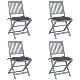 MAISONCHIC Klappbare 4 Stk.Gartenstühle Relax-Sessel,Gartenmöbel mit Kissen Massivholz Akazie -75348