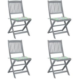 MAISONCHIC - Klappbare 4 Stk.Gartenstühle Relax-Sessel,Gartenmöbel mit Kissen Massivholz Akazie -17801 - Grau
