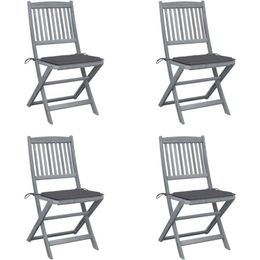 MAISONCHIC Klappbare 4 Stk.Gartenstühle Relax-Sessel,Gartenmöbel mit Kissen Massivholz Akazie -47410