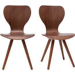 Miliboo 2er-Set Stühle Skandinavien-Stil aus natürlichem Nussbaum nordeco - Nussbaum