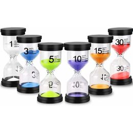 Sanduhr Bunte Sanduhr Sanduhr Timer 1 Min/3 Min/5 Min/10 Min/15 Min/30 Min Sanduhr Timer für Spiele Klassenzimmer Home Office (6 Stück) - Rhafayre