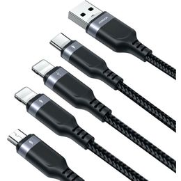 4in1 USB-Kabel usb-a - usb-c / 2 x iPhone / Micro zum Laden und Datenübertragung 1,2m Joyroom S-1T4018A18 - schwarz