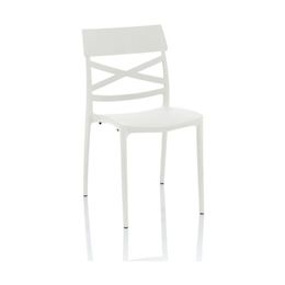 Esme-Stuhl aus weißem Polypropylen mit gekreuzter Rückenlehne
