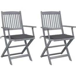 MAISONCHIC Klappbare 2 Stk.Gartenstühle Relax-Sessel,Gartenmöbel mit Sitzkissen Massivholz Akazie -65868