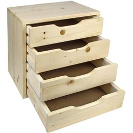 Dema Universal Schubladenbox Holz / Holzbox SB4 mit 4 Schubladen Nachttisch