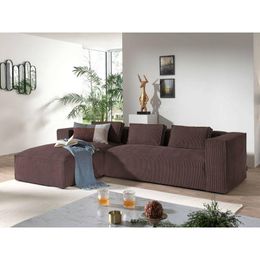 Stella – ecksofa – cordsamt – 4-sitzer – moderner stil – links - braun