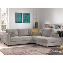 Lisa Design - Jake - ecksofa mit schlaffunktion - 5-sitzer - aus samt - rechts - hellgrau