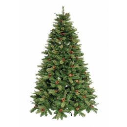 Xone - Künstlicher Weihnachtsbaum gordon - Tannenbaum mit Metallstaender - Christbaum - pvc Nadeln - grün mit Kieferzapfen und Beeren Realistisch