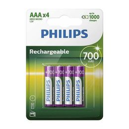 Packung mit 4 aaa Philips r03b4a70/10/ 1.2v/ wiederaufladbaren Batterien