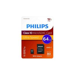 Sd Micro sdhc Card 64GB Card Class 10 incl. Adapter (FM64MP45B/00) - Philips