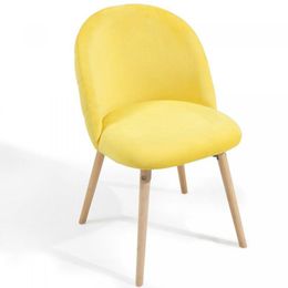 Miadomodo - Esszimmerstühle - Gelb, 8er Set, Sitzfläche aus Samt, Modern, Gepolstert, Beine aus Buchenholz, Rückenlehne - Polsterstuhl, Küchenstuhl,