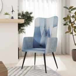 Bonnevie - Relax-Sessel,Armlehnstuhl,Wohnzimmerstuhl,Ohrensessel Patchwork Denim Canvas -DE48771 - Blau