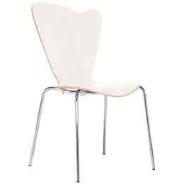Mauser Sitzkultur - Stapelstuhl heart ohne Armlehne, Sitzschale Weiß gebeizt