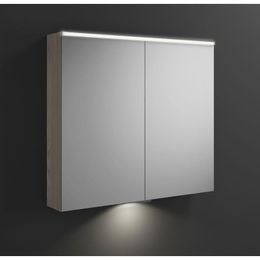 Burgbad Gmbh - Burgbad Eqio Spiegelschrank mit Horizontaler LED-Beleuchtung und LED-Waschtischbeleuchtung SPGT090, 900 x 800mm, Korpus: Eiche Dekor