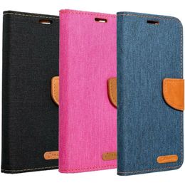 Elegante Handy Hülle canvas Buchholster kompatibel mit Samsung Galaxy S24 Rosa - Schwarz