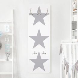 MICASIA Kindergarderobe - No.YK43 Große Graue Sterne auf Weiß Größe HxB: 119cm x 39cm